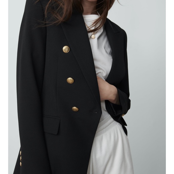 Zara | Jackets & Coats | Zara Double Breasted Blazer Balmain Style ...